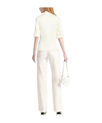 Chloé Collared Half-placket Elbow-sleeve Top