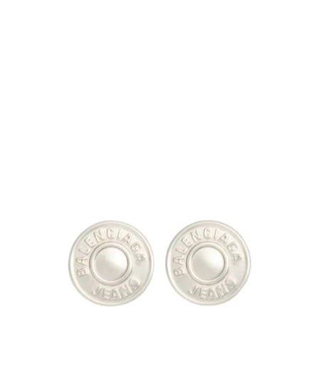 Balenciaga Round Polished Metal Stud Earrings