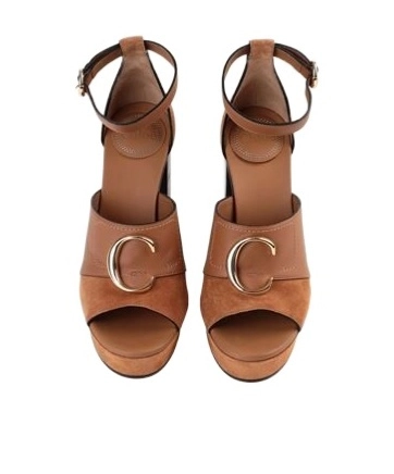 Chloé Round-toe Block-heel Sandals - Brown