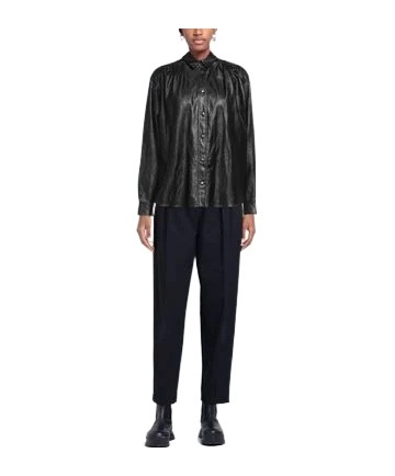 Isabel Marant Étoile Glossy Faux Leather Long-sleeve Shirt