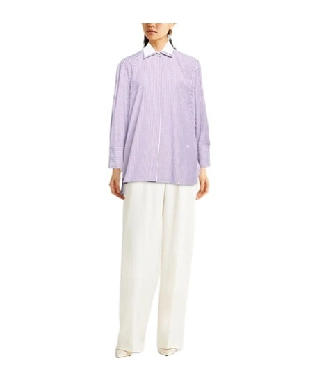 Max Mara Long Sleeve Poplin Striped Shirt