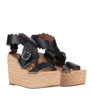 Chloé Solid Leather Wedge Shoes