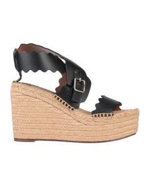 Chloé Solid Leather Wedge Shoes
