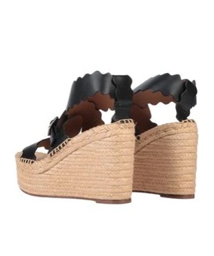 Chloé Solid Leather Wedge Shoes