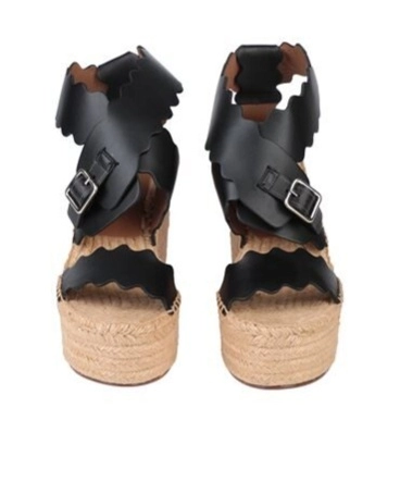 Chloé Solid Leather Wedge Shoes