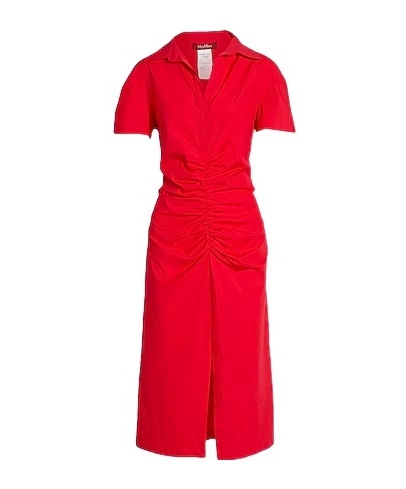 Max Mara Solid-color Short-sleeve V-neck Dress