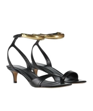 Isabel Marant Étoile Gold Kitten Heel Sandals - Black