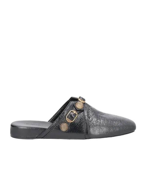 Balenciaga Square-toe Flat Leather Mules