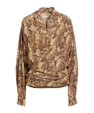 Isabel Marant Étoile Snake Print Velvet V-neck Blouse - Brown