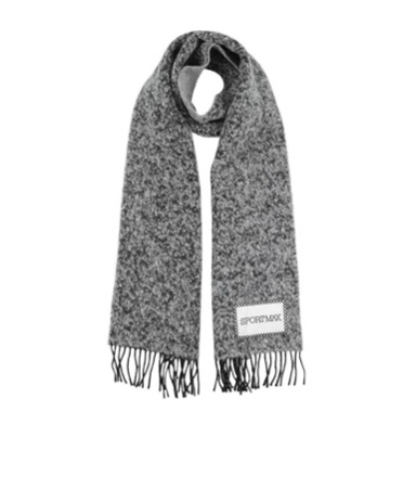 Sportmax Heathered Grey Fringed Scarf