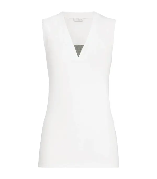 Brunello Cucinelli Stretch-cotton Monili Tank Top