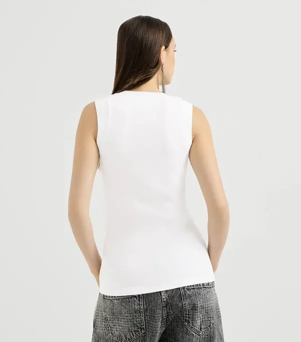 Brunello Cucinelli Stretch-cotton Monili Tank Top