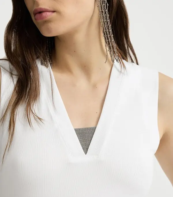 Brunello Cucinelli Stretch-cotton Monili Tank Top