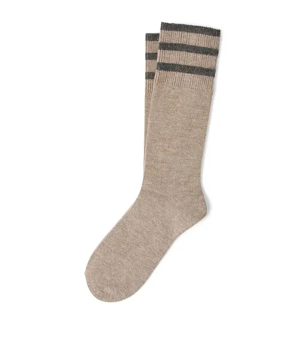 Brunello Cucinelli Cashmere-blend Sparkling Socks - Brown