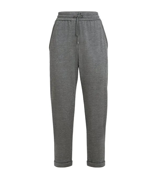 Brunello Cucinelli Cotton-silk Drawstring Trousers - Grey