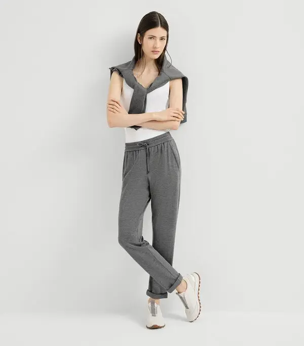 Brunello Cucinelli Cotton-silk Drawstring Trousers