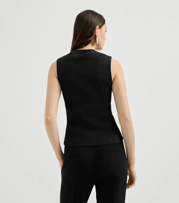 Brunello Cucinelli Cotton Ribbed Tank Top - Black