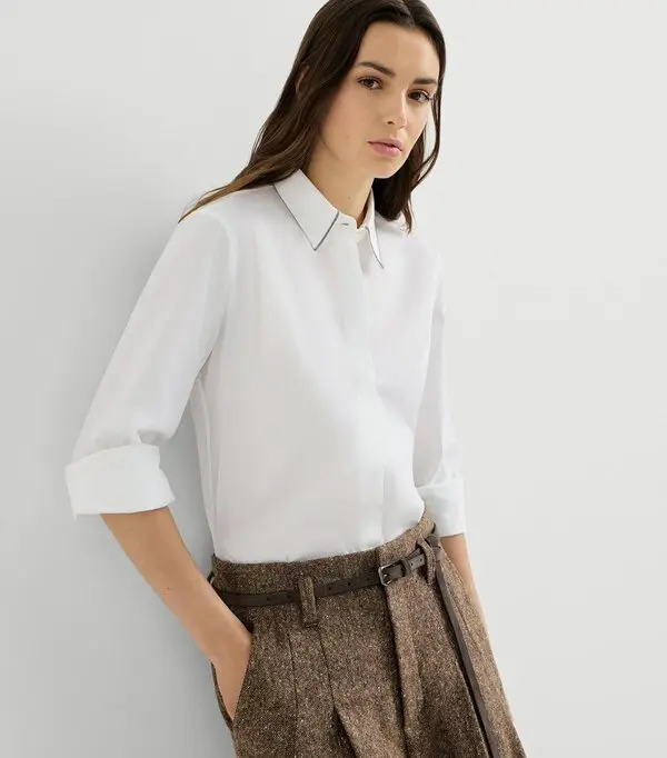 Brunello Cucinelli Stretch-cotton Poplin Monili Shirt