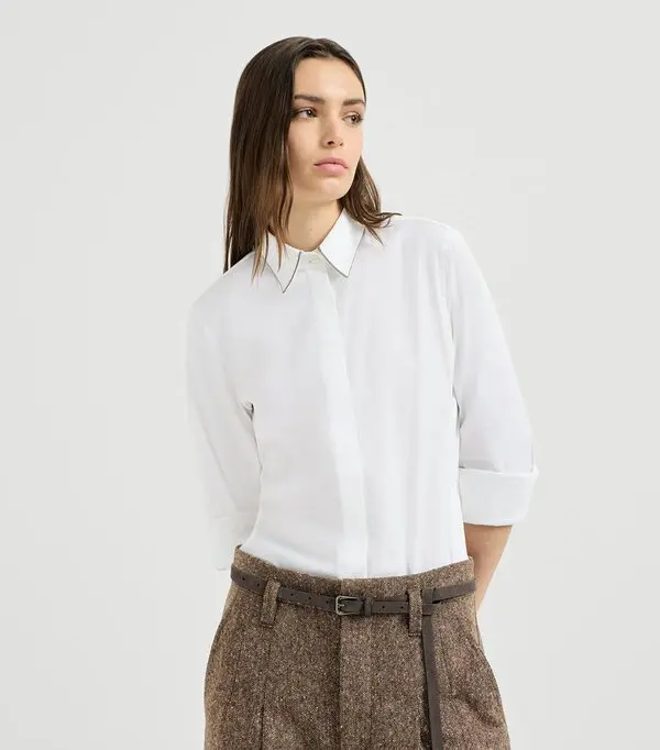 Brunello Cucinelli Stretch-cotton Poplin Monili Shirt