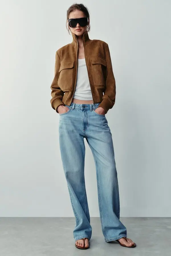 Zara Faux Suede Bomber Jacket