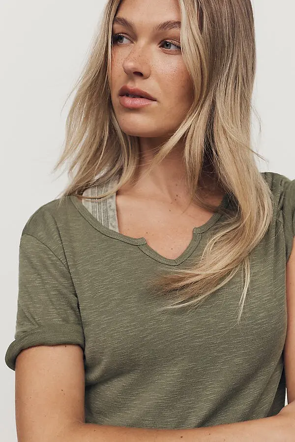 PILCRO Notched Tee - Olive