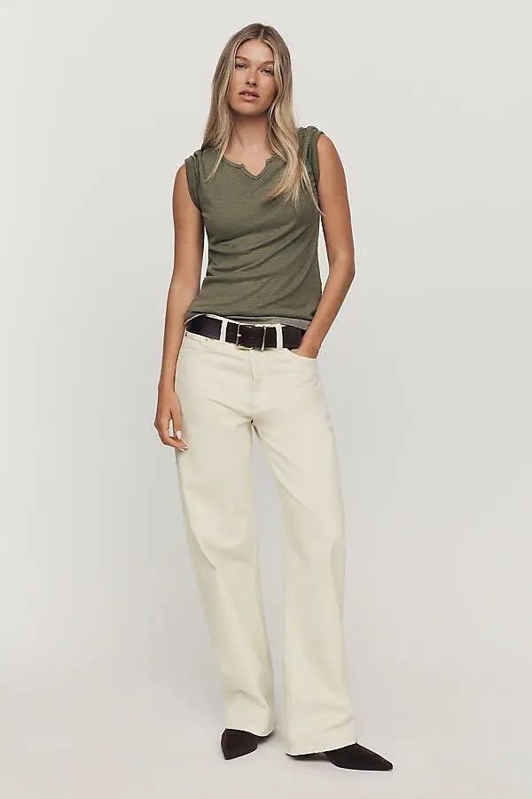 PILCRO Notched Tee - Olive