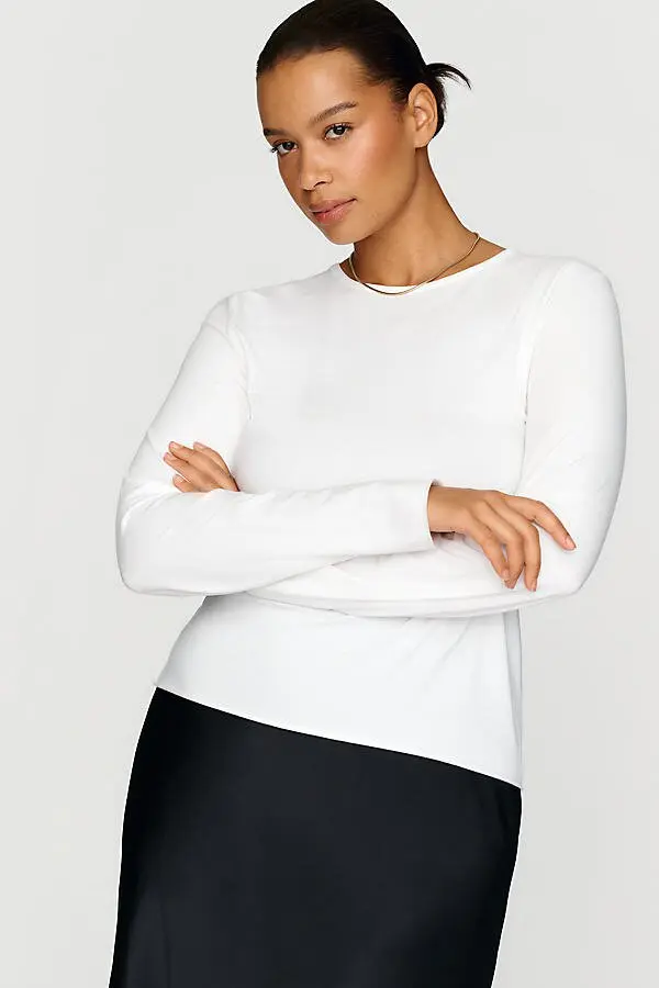 Anthropologie Evan Modal Cotton Blend Tee - White
