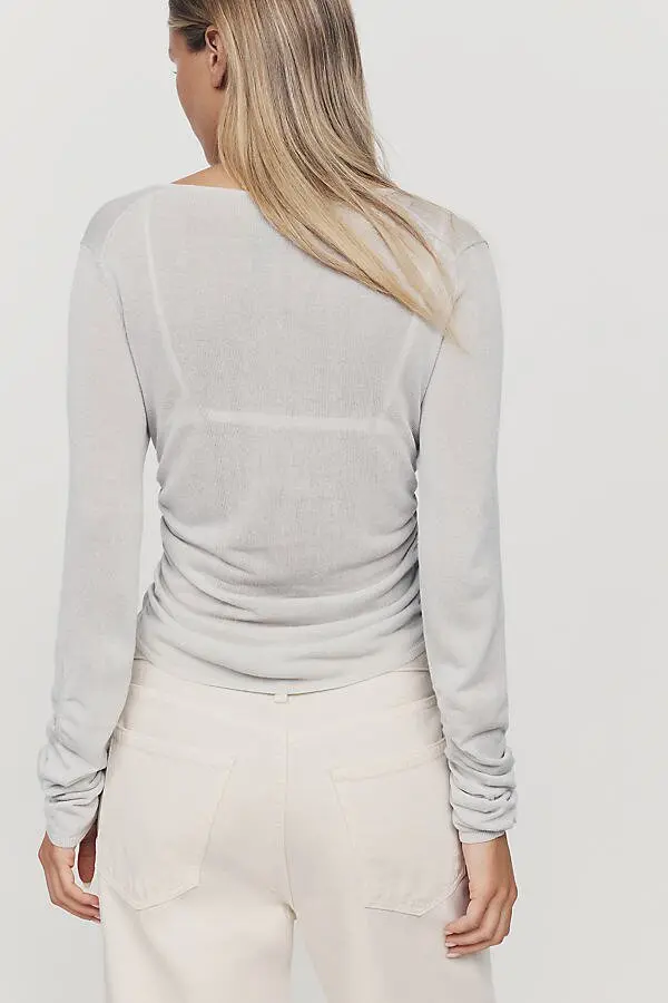 Anthropologie Ruched Long Sleeve Sweater