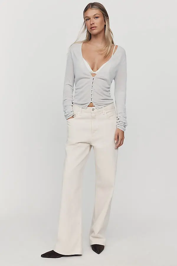 Anthropologie Ruched Long Sleeve Sweater