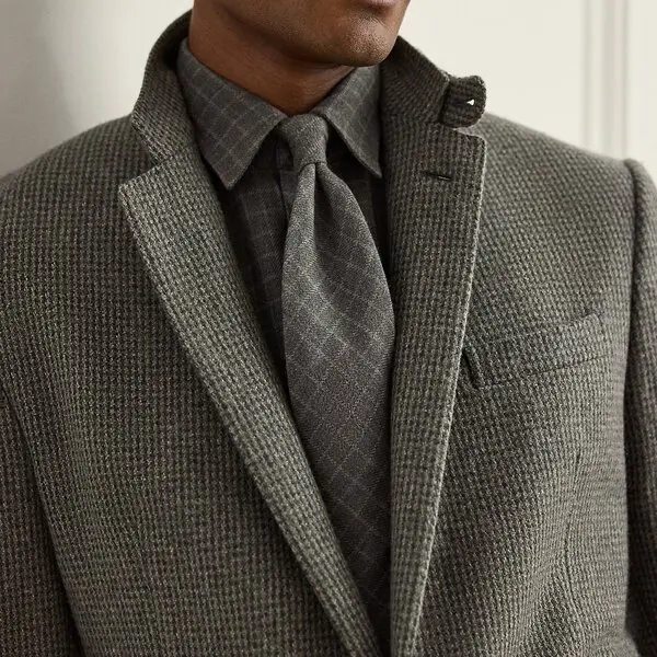 Ralph Lauren Tattersall Flannel Neck Tie - Medium Grey Melange
