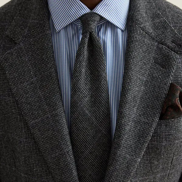 Ralph Lauren Mini-tick-weave Wool-cashmere Neck Tie - Medium Grey Multi