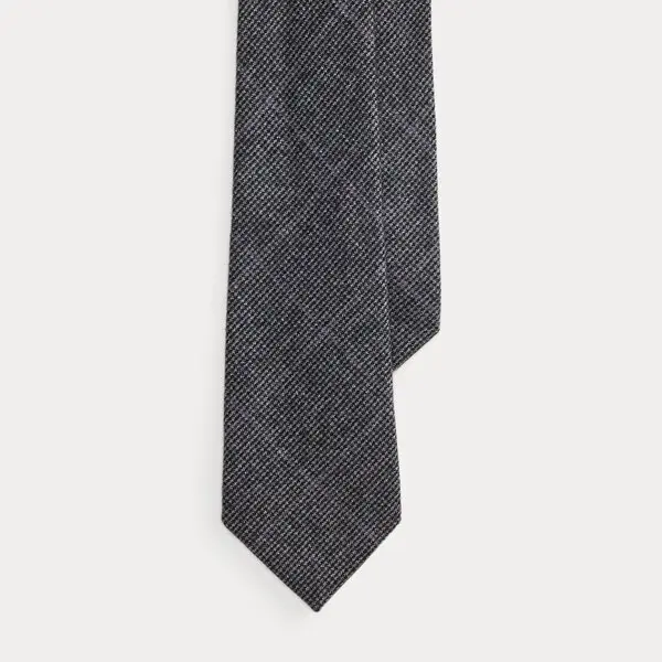 Ralph Lauren Mini-tick-weave Wool-cashmere Neck Tie - Medium Grey Multi