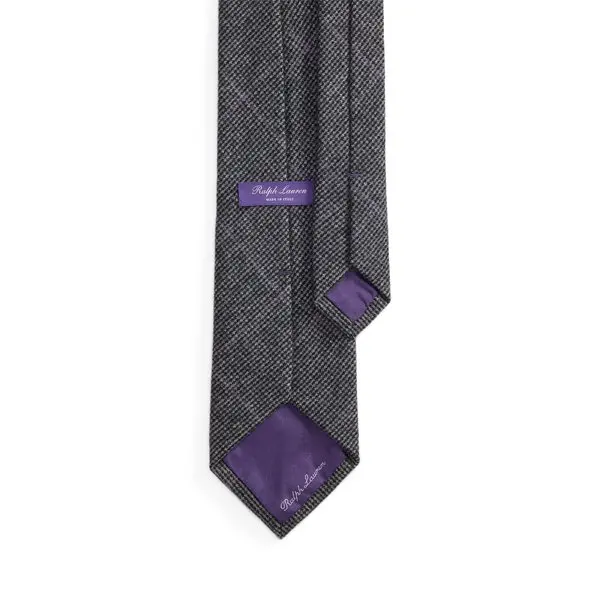 Ralph Lauren Mini-tick-weave Wool-cashmere Neck Tie - Medium Grey Multi