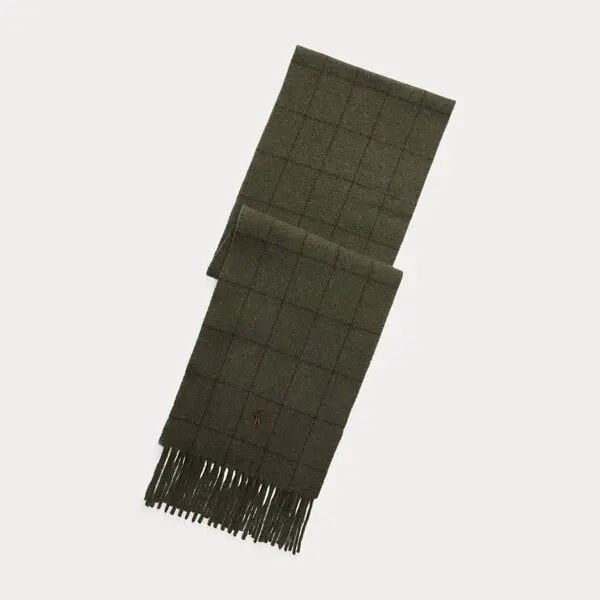 Ralph Lauren Reversible Windowpane Wool-blend Scarf - Dark Loden