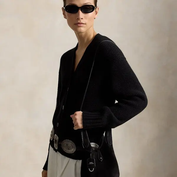 Ralph Lauren Sueded Calfskin Tote - Black