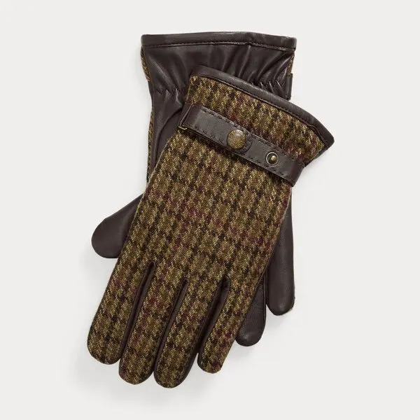 Ralph Lauren Cashmere-lined Wool & Sheepskin Gloves - Brown Check