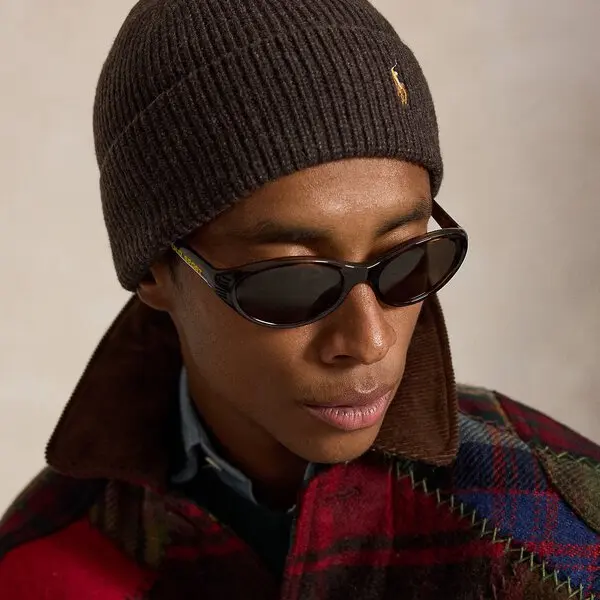 Ralph Lauren Signature Pony Wool-blend Beanie - Dark Brown Heather
