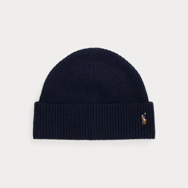 Ralph Lauren Signature Pony Wool-blend Beanie - Hunter Navy