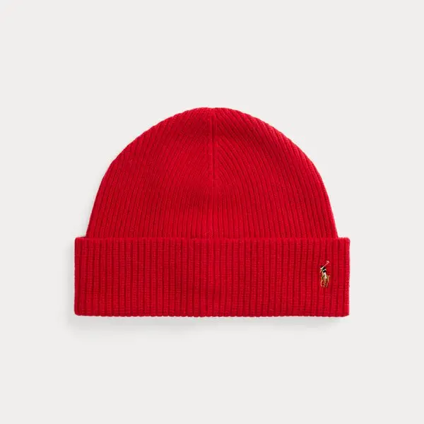 Ralph Lauren Signature Pony Wool-blend Beanie - Red