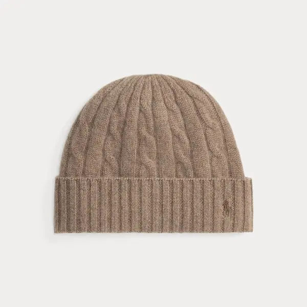 Ralph Lauren Cable-knit Cashmere Beanie - Brown Heather