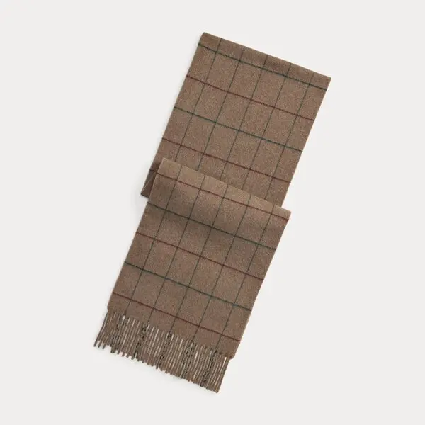 Ralph Lauren Windowpane Cashmere-wool Scarf - Taupe Multi