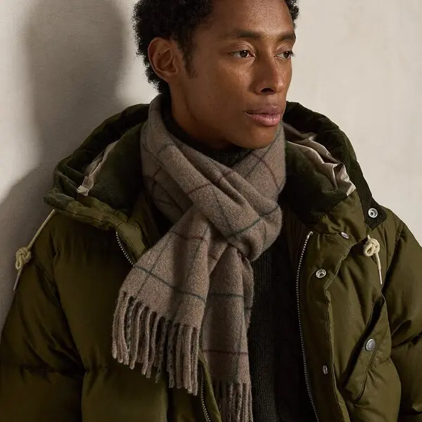 Ralph Lauren Windowpane Cashmere-wool Scarf - Taupe Multi