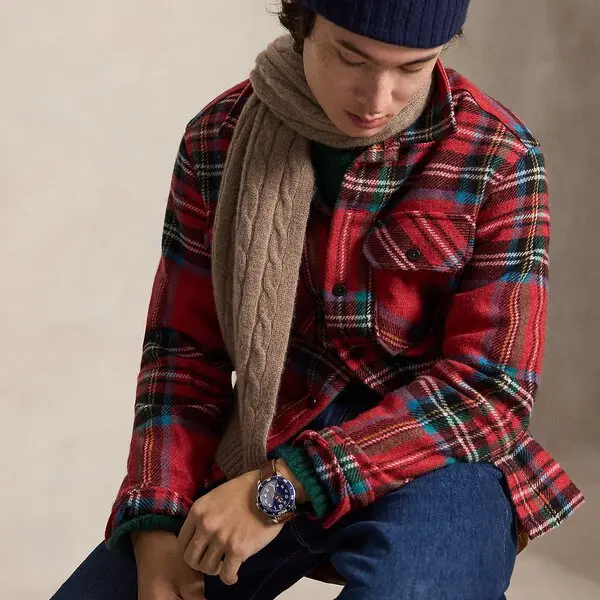 Ralph Lauren Cable-knit Cashmere Scarf - Brown Heather
