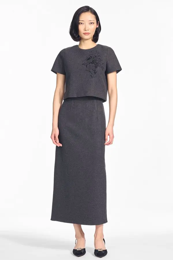 Sachin & Babi Leona Knit Wool Column Skirt - Graphite