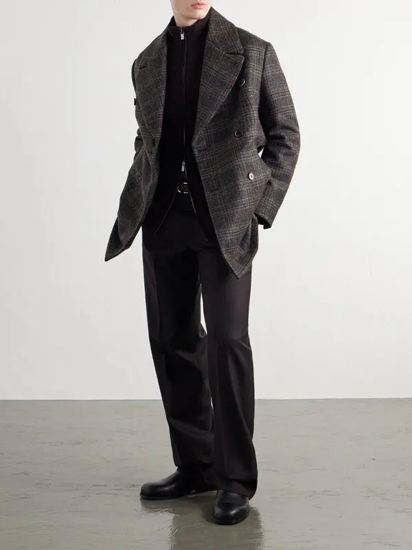 Barena Venezia Double-breasted Prince Of Wales Wool-blend Blouson Jacket
