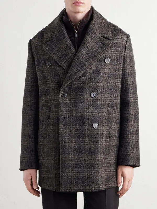 Barena Venezia Double-breasted Prince Of Wales Wool-blend Blouson Jacket