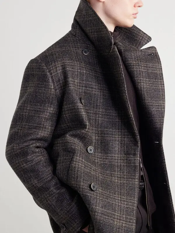 Barena Venezia Double-breasted Prince Of Wales Wool-blend Blouson Jacket