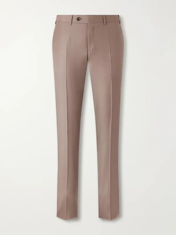 Canali Slim-fit Wool-twill Suit Trousers - Brown