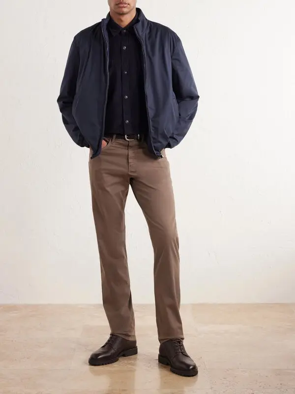 Canali Straight-leg Cotton-blend Twill Trousers