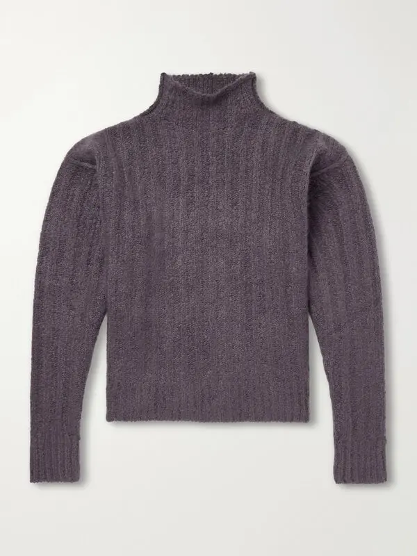 Rick Owens Ribbed Cashmere And Silk-blend Rollneck Sweater - Purple
